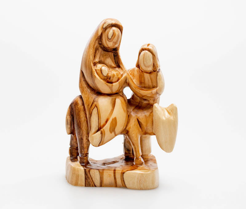 Holy Family on a Donkey Figure Crafted From Olive Wood – Holyland Presents