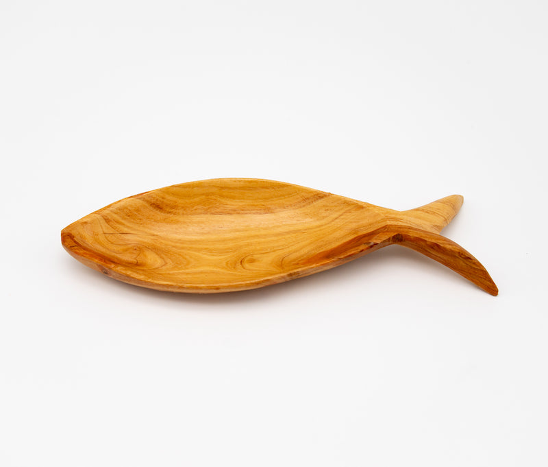 Fish shaped olive wood plate – Holyland Presents